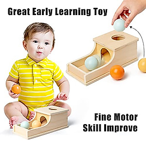 Montessori Object Permanence Box Quiet Sound Wooden Color Ball Drop Play for 6 Month 1 2 3 Year Old Toddlers Early Education Tool