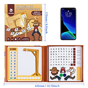 Travofun Travel Games Hangman, Magnetic Travel Games for Kids Road Trips Board Games Educational Toys,Enjoy Family Time Game Kids Gifts for 3+