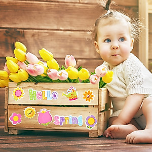 Whaline 360Pcs Spring Foam Stickers Cartoon Flower Butterfly Bee Foam Decals 20 Designs Hello Spring Self Adhesive Decorative Stickers for Spring Greeting Cards DIY Scrapbooking Home Wall Decor