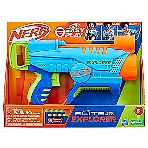 NERF Elite Junior Explorer Easy-Play Toy Foam Blaster, 8 Darts for Kids Outdoor Games, Ages 6 & Up