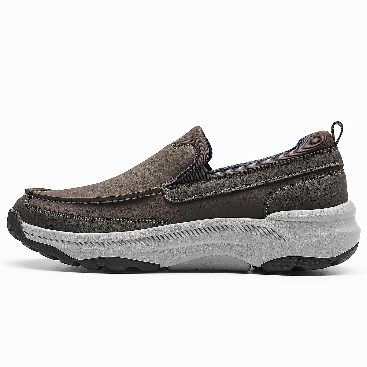 Mens Slip on Shoes, Casual Walking Loafers with Arch Support, Orthopedic Slip in Sneakers Lightweight Non Slip Taupe