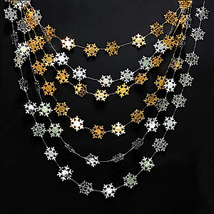 Winter Wonderland Shining Silver Gold Snowflakes Garland Kit Christmas Hanging Decoration Winter Wonderland Party Decor Kids Frozen Birthday Christmas Tree Decor/New Year/Baby Shower