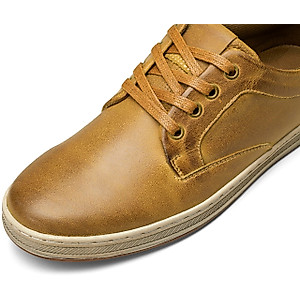 Jousen Men's Fashion Sneakers Leather Retro Casual Shoes for Men Breathable Dress Mens Sneakers (AMY5100A Brown 08)