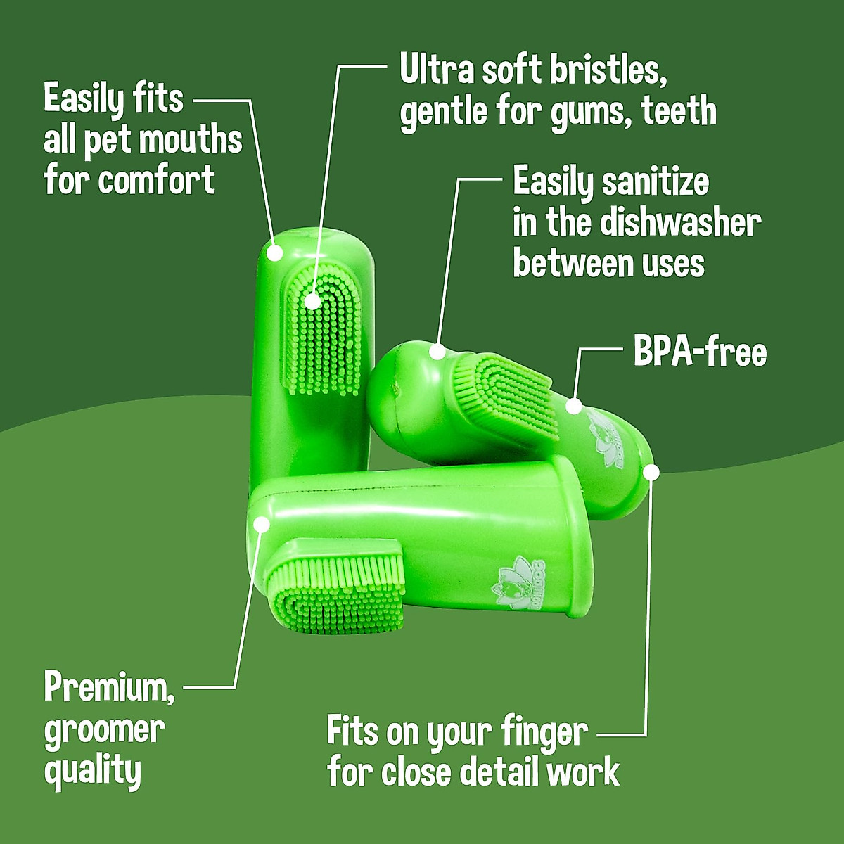 Bodhi Dog 50 Count Finger Toothbrushes + Dental Gel Bundle