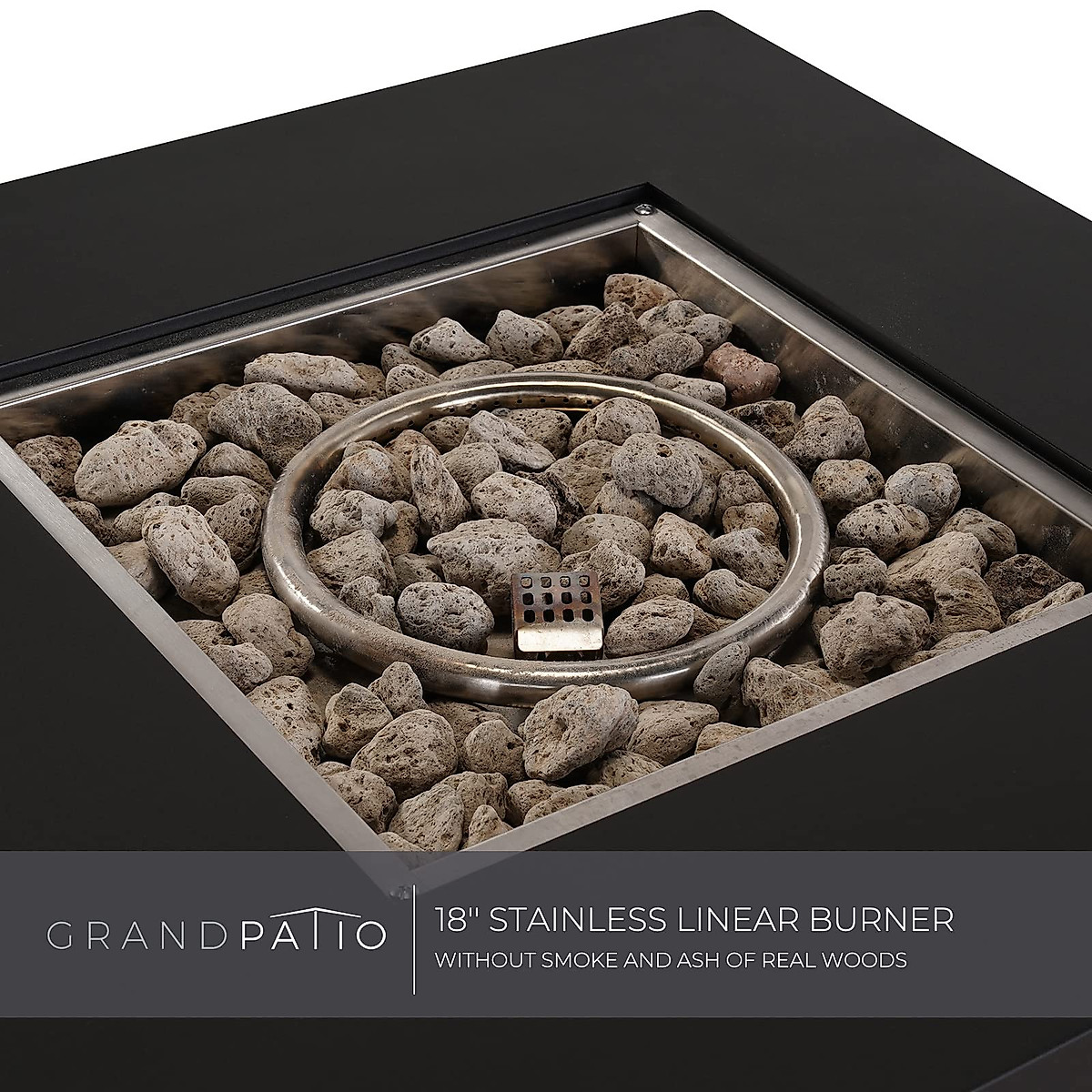 Grand Patio Outdoor Gas Fire Pit Table 30-Inch Square Propane Gas Fire Pit CSA Safety Approved 50000BTU with Steel Tabletop, Removable Lid, and Lava Rock for Garden, Backyard, and Deck Parties