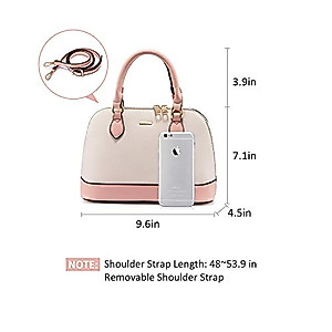 Small Crossbody Bags for Women Classic Double Zip Top Handle Dome Satchel Bag Shoulder Purse Pink&Beige