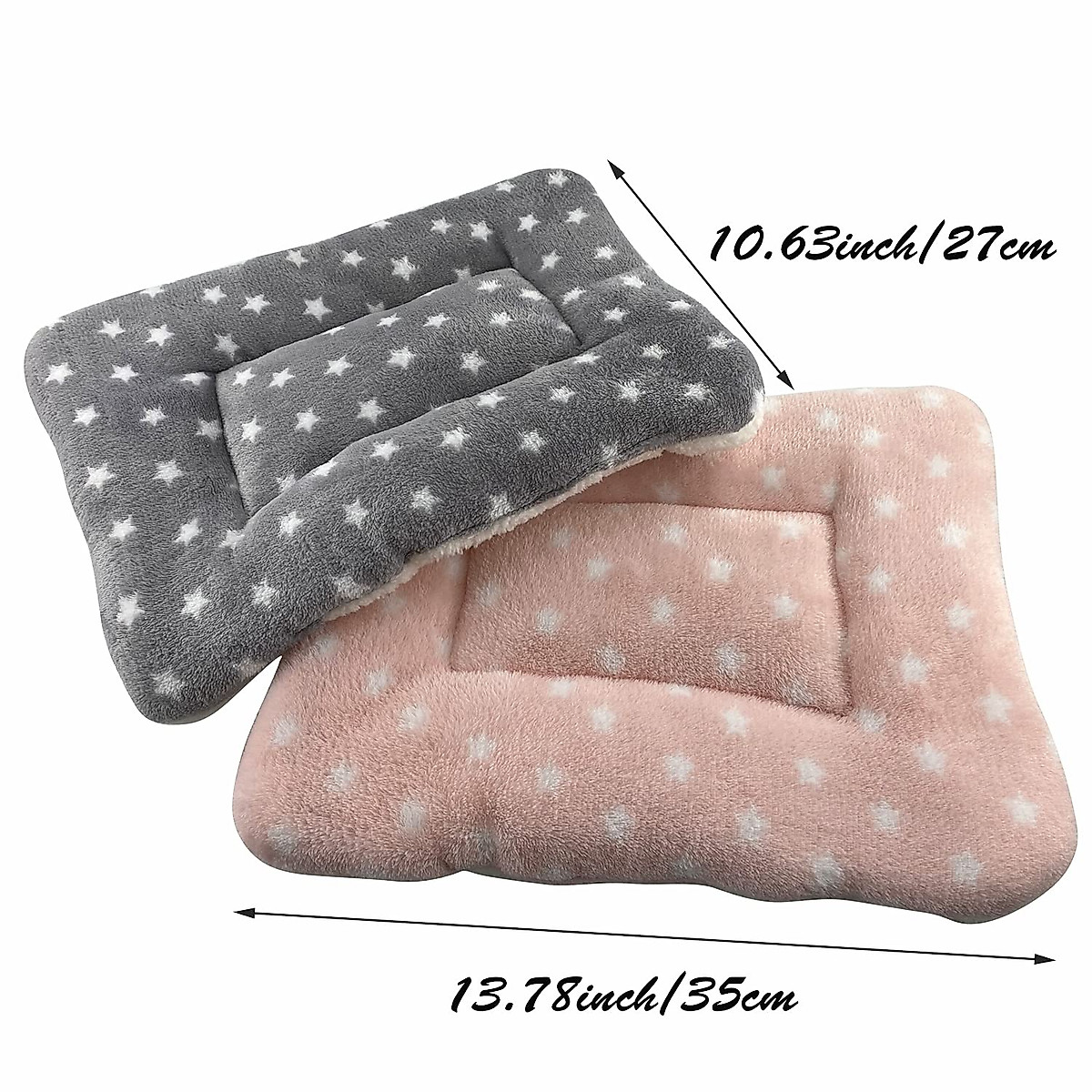 MANSHU Small Animal Plush Bed, Bunny Bed, for Bunny, Squirrel, Hedgehog, Pink and Gray 2Pcs.