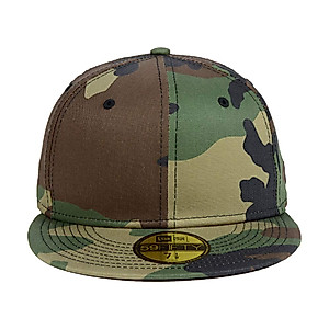 New Era Blank 59fifty Fitted Flat Bill Cap, Woodland Camo 7 1/2