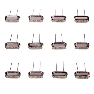 BOJACK 12 Values 60 Pcs Quartz Crystal Oscillator 4 MHz, 4.096 MHz, 6 MHz, 8 MHz, 10 MHz, 11.0592 MHz, 12 MHz, 16 MHz, 20 MHz, 22.1184 MHz,24 MHz,48 MHz Crystal Resonators Assortment Kit