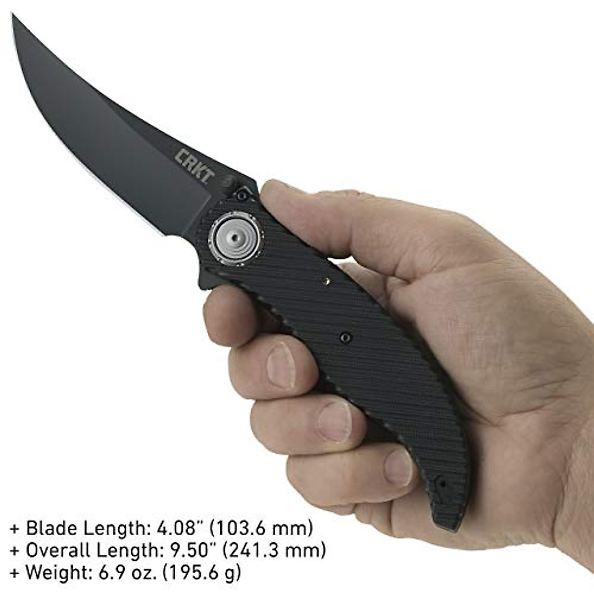 CRKT Clever Girl Folding Pocket Knife: Heavy Duty Everyday Carry, Black Blade, Flipper Open, Deadbolt Button Lock, IKBS Ball Bearing Pivot, G10 Handle 2640