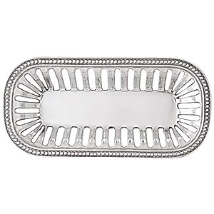 Wilton Armetale Flutes and Pearls Bread Serving Basket, 15-Inch-by-7.25-Inch Silver 15" x 7.25"