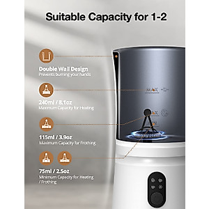 Milk Frother and Steamer, 4-in-1 Milk Frother for Coffee Electric Double Wall, Hot & Cold Foam Milk Heater with Strix Temperature Controls, Auto Shut-Off, for Cappuccino, Coffee, Macchiato (white)