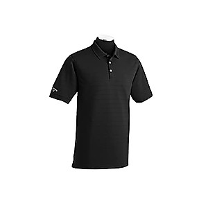 Callaway Men's Basic Short Sleeve Opti-Vent Open Mesh Polo Golf Shirt , Black, Small