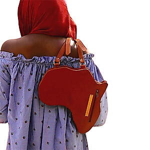 Orijin Culture AFRICA Men Backpacks Belt Bags - Africa Backpacks for Travel – Africa Shaped Crossbody Leather Backpacks with Sturdy Zippers & Multiple Pockets | Brown - Medium