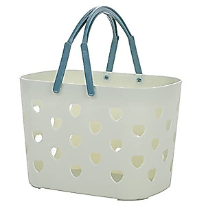 Kamonda Portable Shower Caddy Tote Heart Shaped Hollow Plastic Storage Basket w/Handle Shower Caddy Tote Blue