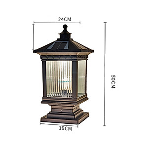 Post Lights Retro Solar Column Headlight, Traditional Victorian Waterproof Bollard LED Lantern Deck Yard Pedestal Pillar Lamp Simple Garden Patio Landscape Home Decoration Illumination