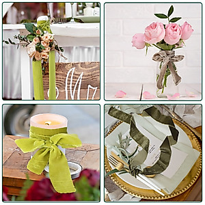 6 Rolls Velvet Ribbon 1.5 Inch Handmade Frayed Velvet Fall Wedding Ribbon Raw Edge for Wedding Bridal Bouquet Gift Wrapping Invitation Tie Fall Wreaths(Dark Color)