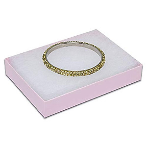 TheDisplayGuys 25-Pack #53 Cotton Filled Cardboard Paper Jewelry Box Gift Case - Pink (5 7/16" x 3 15/16" x 1")
