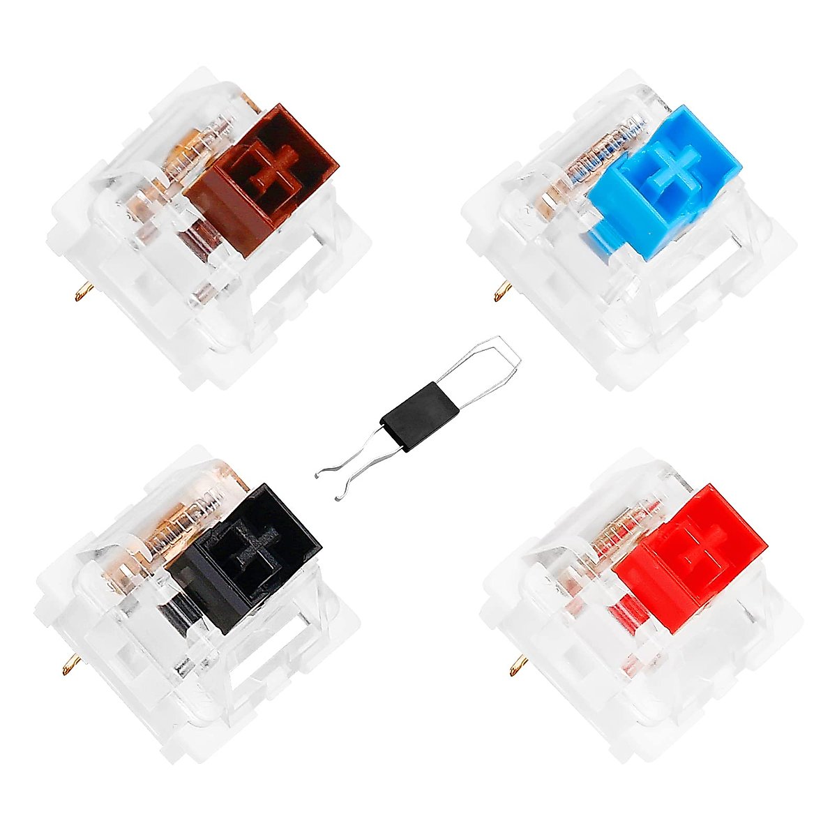 XuanGui OUTEMU (Gaote) Keyboard Switches, Black/Red/Brown/Blue Switches 3 Pin Keyswitch DIY Replaceable Cherry MX Equivalent Switches with Switch Puller for Mechanical Gaming Keyboard, 20 Pack