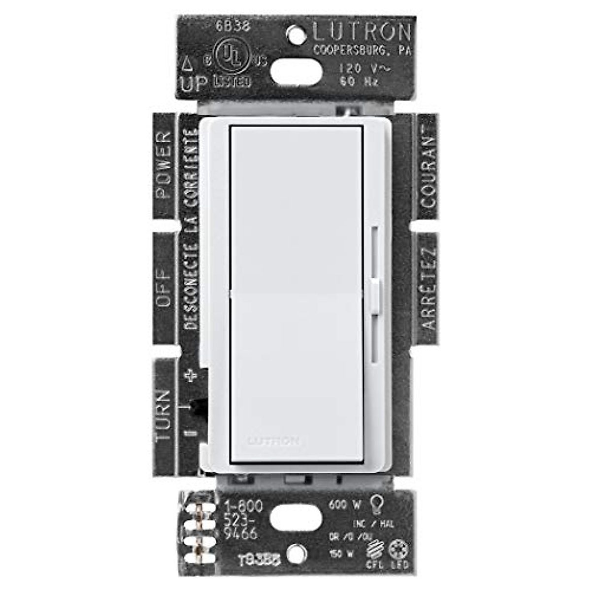 Lutron Diva LED+ Dimmer Switch for Dimmable LED, Halogen and Incandescent Bulbs, 150W/Single-Pole or 3-Way, DVSCCL-153P-PD, Palladium