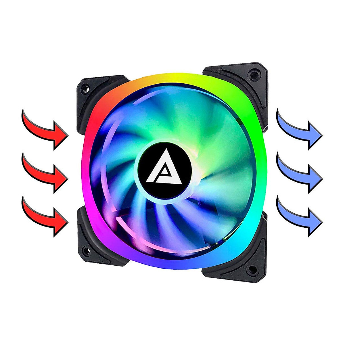 Apevia LP314L-RGB Lunar Pro 140mm Silent Dual-Ring RGB Color Changing LED Fan for Gaming with Remote Control, 32x LEDs & 8X Anti-Vibration Rubber Pads (3-pk)