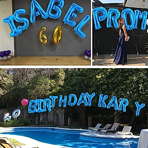 TONIFUL 40 Inch Large Blue Letter A Balloons Giant Alphabet Letter Balloons,Foil Mylar Big Balloons for Birthday Party Anniversary New Year Graduation Supplies Decorations