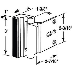 Defender Security Satin Nickel U 10827 Door Reinforcement Lock –3” Stop & U 10385 Prime Line Door Strike, for Use with 5-1/2 in and 6 in Hole Spacing's On Dead Latch and Deadbolt, Steel, Satin Nickel
