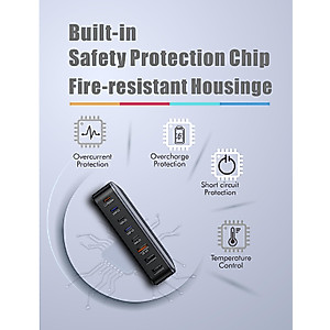 240W USB C Charger, 8 Port Fast USB C Charging Station, 65W Type C Laptop Fast Charger, Compatible with MacBook Pro/Air iPad Pro/Air iPhone 14 13 12/Pro Max Galaxy Note S22 Pixel