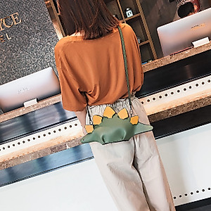 QiMing Dinosaur Shoulder Purses,PU Stegosaurus CrossBody Bag for Girl Women(Green)