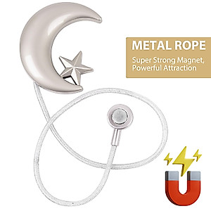 Curtain Tiebacks, 2 Pack Magnetic Curtain Tiebacks Star Moon Curtain tie Back Curtain holdbacks Magnetic Curtain Clips Curtain tie Backs Curtain Clips Holder for Window Draperies Hold Curtains Drape