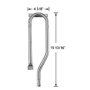 YIHAM KB867 Gas Grill Burner Replacement for Jenn-air Grill Parts 720-0336, 720-0337, 720-0339, 730-0336, 740-0142, Nexgrill BBQ Models, 15 13/16 inch Stainless Steel Curved Burner, Set of 3
