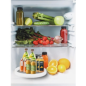 LUNKUIVY 4 Pack 10 Inch Non-Skid Lazy Susan Organizer, 360 Degree Rotating Round Spice Rack Lazy Susan Turntable for Cabinet, Refrigerator, Pantry and Toilet, Grey/White