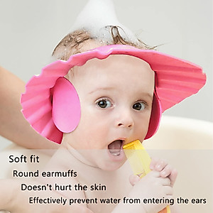 NEPAK 6PCS 3 Color Adjustable Bath Shampoo Cap,Baby Shower Cap,Adjustable Children's Sun Hat,Children's Shampoo Shield Hat with Ear Protection,Used for Baby Bath and Shampoo Safety