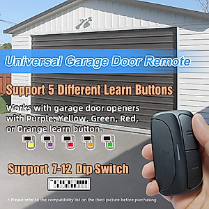 Universal Garage Door Remote Compatible for LiftMaster,Chamberlain,Linear,Stanley,Wayne Dalton,Craftsman and More Garage/Gate Door Opener has Learn Button or DIP Switch on Opener
