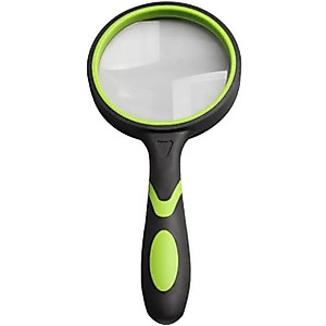 50mm 10X Handheld Magnifying Glass Shatterproof Reading Magnifier for Seniors and Kids, Real Glass Magnifying Lens with Non-Slip Rubber Handle for Reading Hobbies and Science