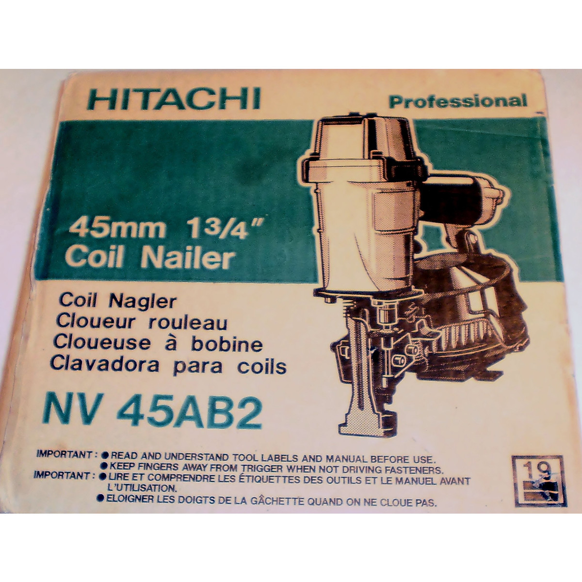 Hitachi NV45AB2 7/8-Inch to 1-3/4-Inch Coil Roofing Nailer (Side Load) (Discontinued by the Manufacturer)