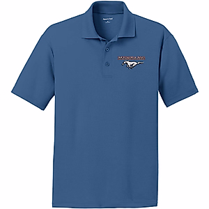 Buy Cool Shirts Mens Ford Polo Mustang Pocket Print Textured Polo Shirt (Large, Dawn Blue)