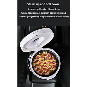 12V/24V Mini Rice Cooker, 3L Portable Travel Rice Cooker For Car/Truck, Small Rice Cooker with Steam Tray, Cooking Heating and Keeping Warm Function(BLACK)