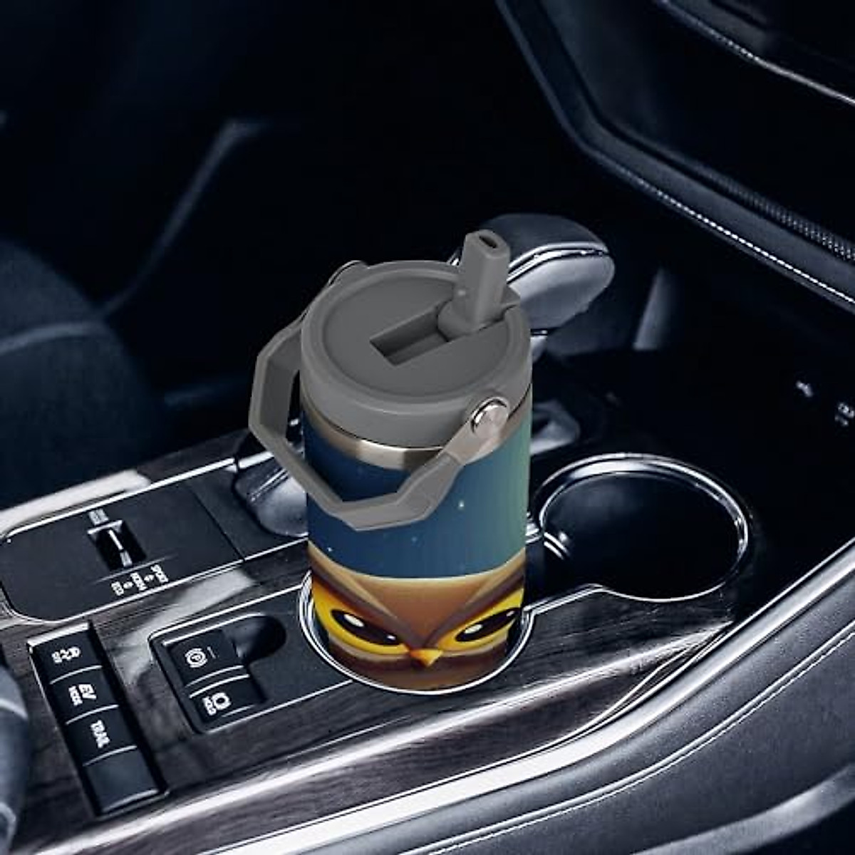 SYJTGDE Large Capacity Car Cup Owl And Yellow Moon Fashionable Upgrade Car Cup Advanced And Beautiful Travel Cup