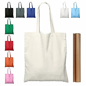 NPBAG 5 | 15 | 25 | 50 Pack 15'' X 16'' Natural Cotton Tote Bags, Lightweight Blank Bulk Cloth bags with 1pc of PTFE Teflon Sheet (5-Pack)