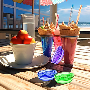 60 Pcs 20 oz Skinny Tumbler Lid Plastic Splash Resistant Lids Multi-colored Tumbler Cup Replacement Lids Spill Proof Travel Mug Lid for Mouth Tumbler Coffee Cooler Cup