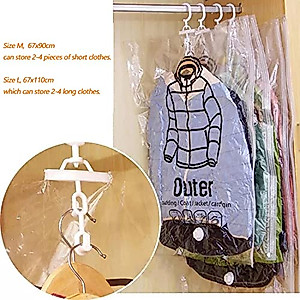 NEWDEZHI Hanging Vacuum Storage Bags, 2023 New Hanging Space Saver Bags, Outer Bags for Coats, Reusable Vacuum Seal Bags for Clothes with Pump (5pcs,L)
