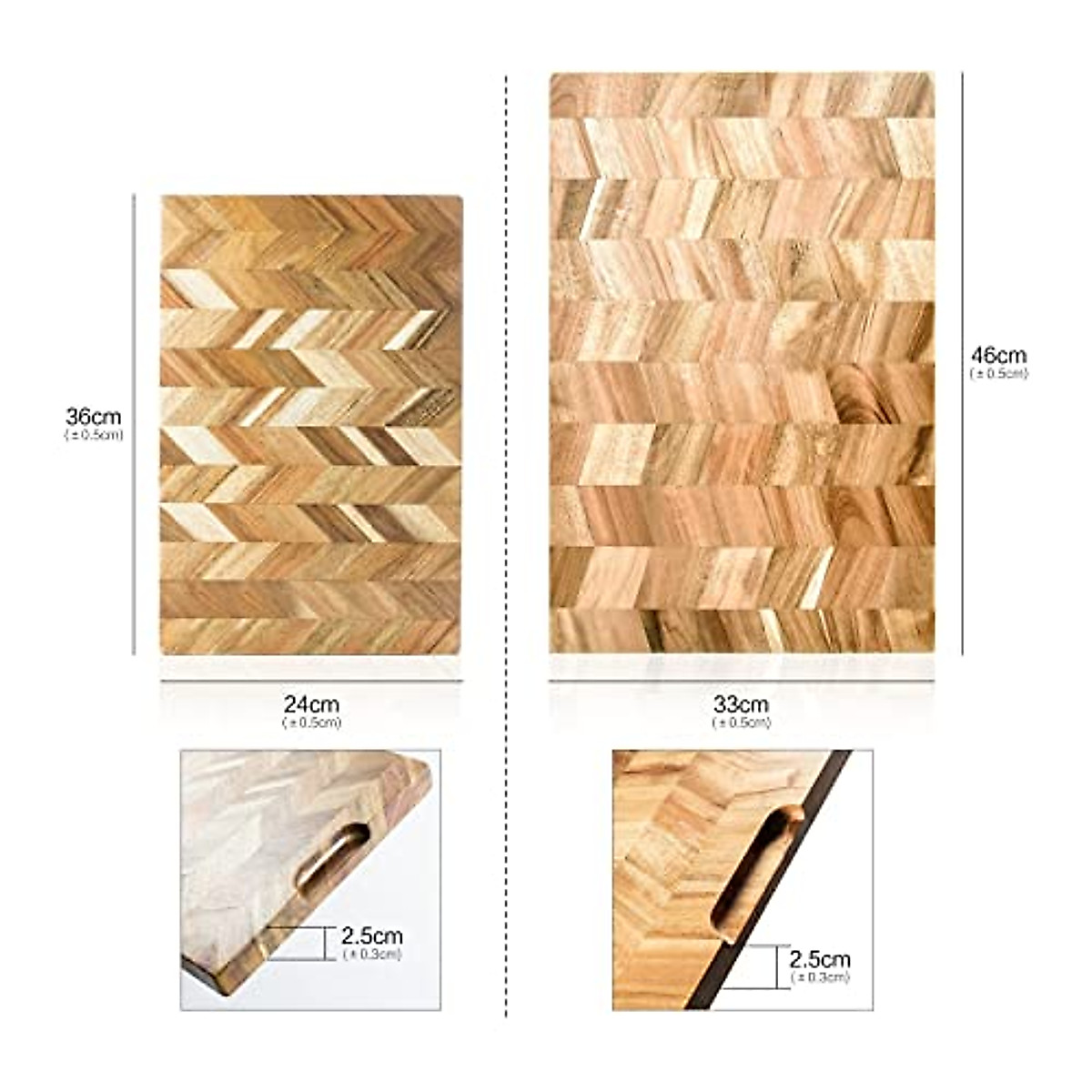 BILL.F Wooden Chopping Board, 14x9 inch Acacia Wood Cutting Board for Kitchen Chopping Butcher Block Cutting Board with End Grain