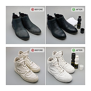 Shoe Cleaner Whitener for Sneaker, COZGO Shoe Cleaning and Whitening Kit, 3.5oz Shoe Cleaner and 3.5oz Whitener, No extra brushes needed,Work on White shoe,Sneaker,Canvas,Mesh,Tennis,PU,Fabric,Leather