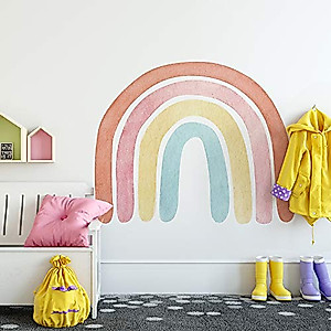 Watercolor Rainbow Wall Decal, Large Size Boho Rainbow Wall Stickers 28 x 22.5 Inch for Girls Bedroom Boys Kids Living Room Nursey Playroom