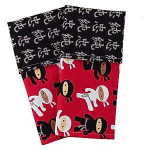 Funkins Reusable Cloth Placemats for Kids & Lunch Boxes | Reusable, Eco-Friendly | 15"x13", 2-ply, Thick, Absorbent, Machine Washable | Set of 2 Placemats (Ninjas)