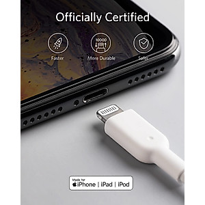 Anker iPhone Charger Cable, Powerline II Lightning Cable (10ft), Durable Cable, MFi Certified for iPhone X / 8/8 Plus /7/7 Plus / 6/6 Plus / 5s (White), iPad 8, and More