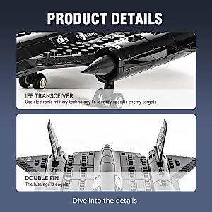 DAHONPA SR71 Blackbird High-Altitude Reconnaissance Aircraft Metal Fighter Military Army Airplane Building Bricks Set, 183 Pieces Air-Force Toy, Gift for Kid and Adult.…