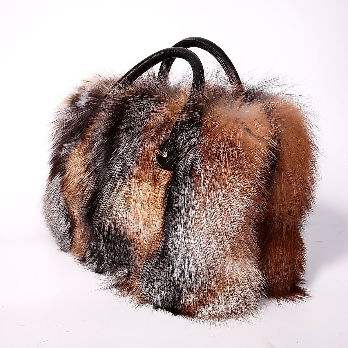 URSFUR Women's Winter Handbag Real Fox Stachel Bag Purse