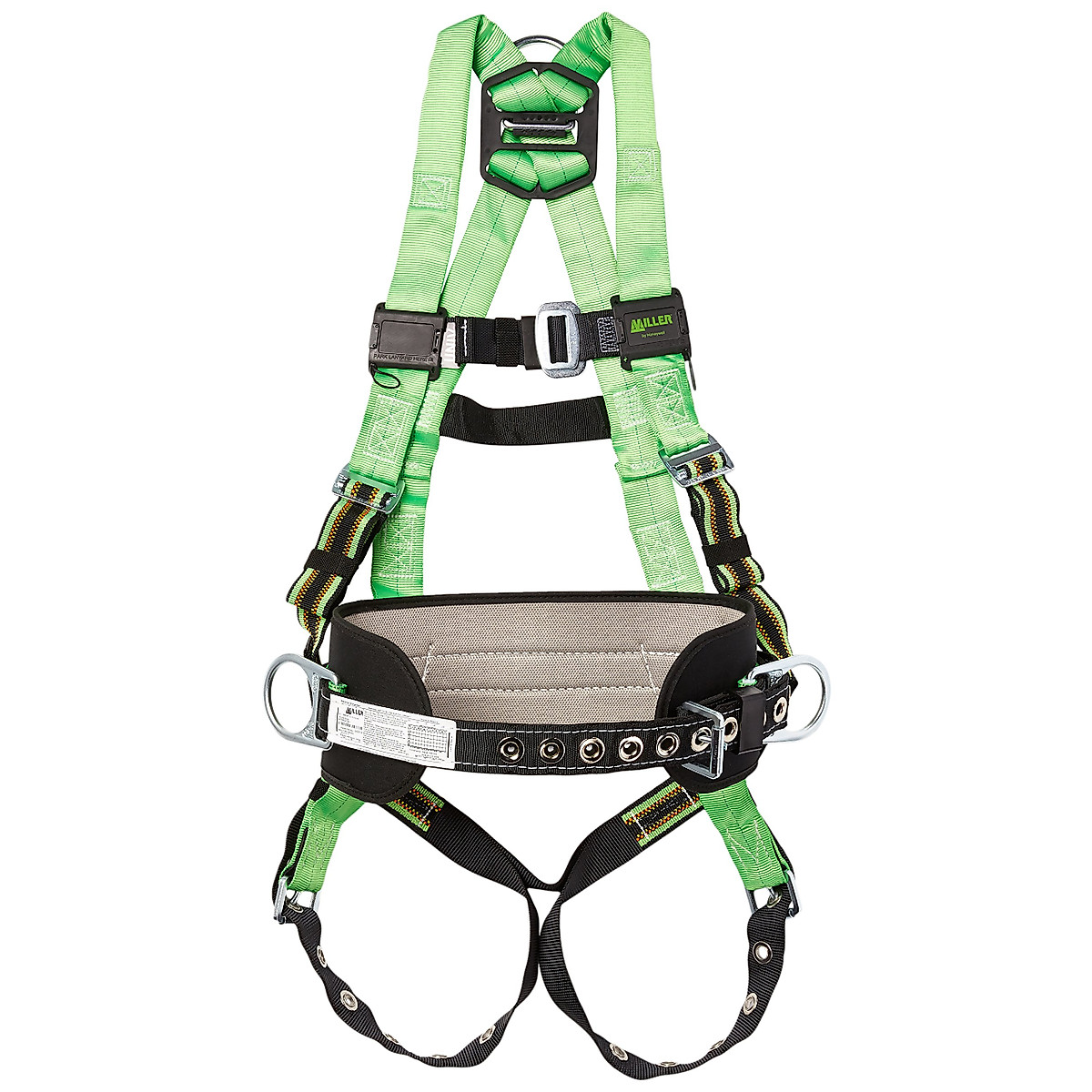 Honeywell Miller by Honeywell P950-77/UGN Duraflex Python Full-Body Ultra Harness with tongue Buckle Leg Straps and tool Belt Loops, Universal, Green